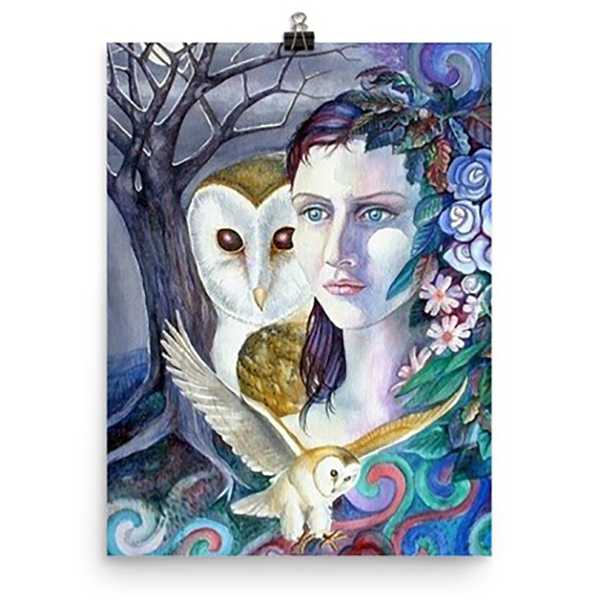 Blodeuedd Welsh Mythology Art Print - Dancing Skies